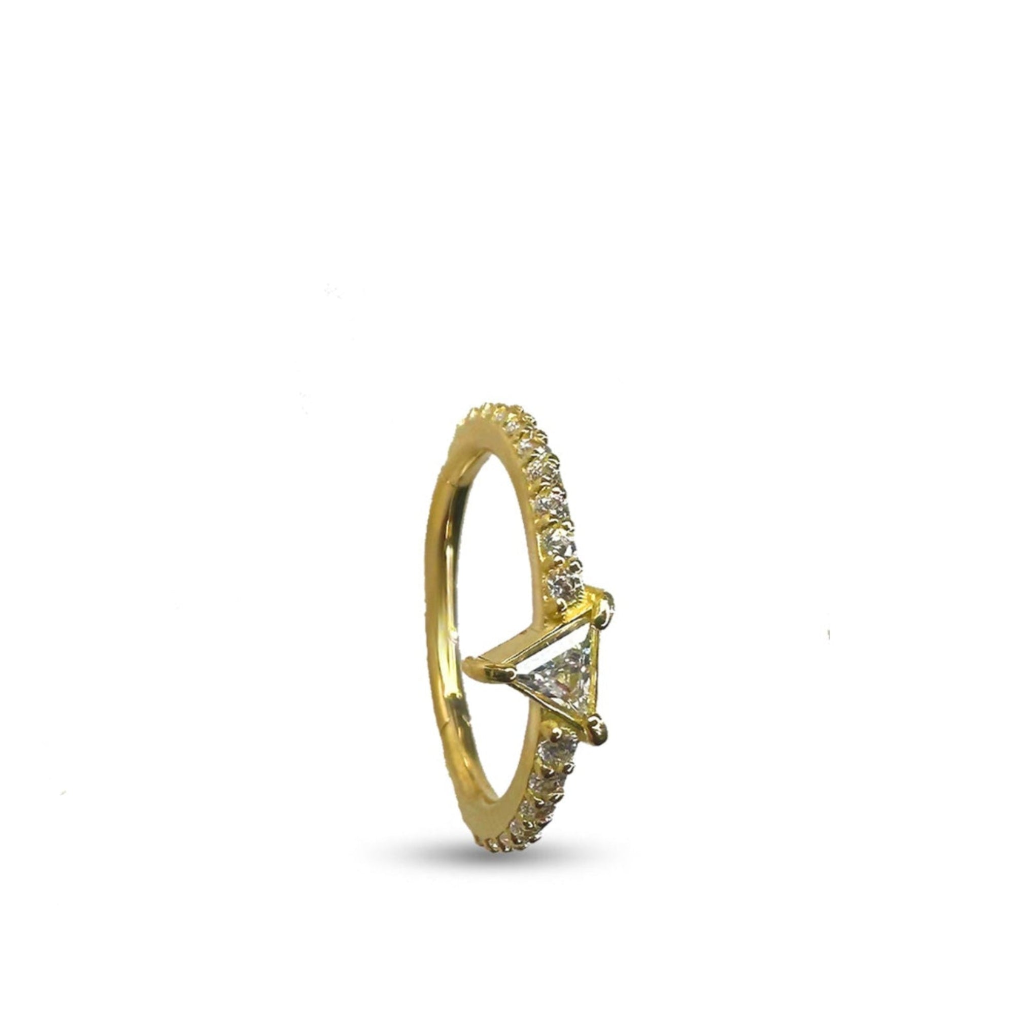 Anneau clicker or jaune avec zircon triangle – Ezor piercings