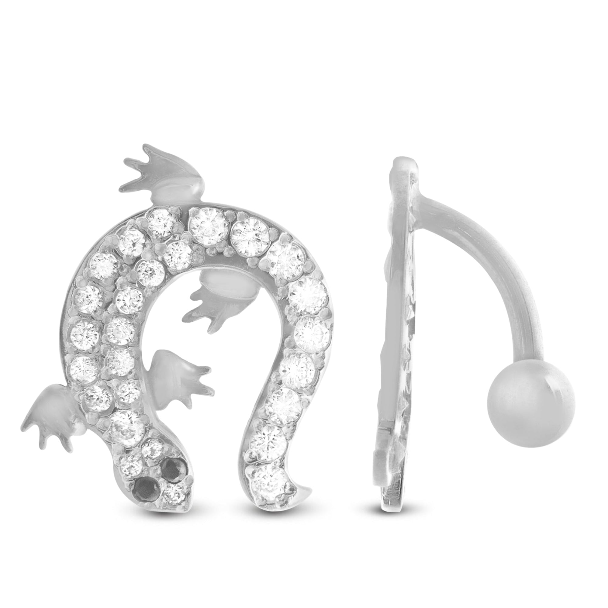 Piercing nombril inversé salamandre or blanc 18 carats – Ezor piercings